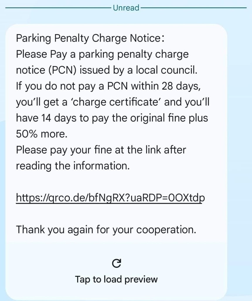 Warning: Parking fine text scam | HBC newsroom